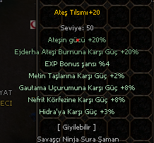 +20 ATEŞ TILSIMI (8 NEFRİT 2 METİN) - 338955 | Misali2Satış