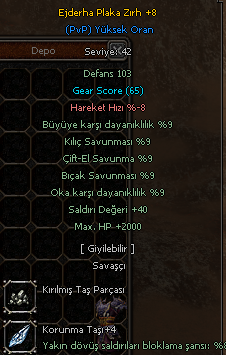 +8 Ejderha Plaka Zırh Pvp Yüksek 65 Gear Sc - 556046 | Misali2Satış